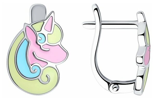 Серьги, серебро, 925 проба, родирование, эмаль