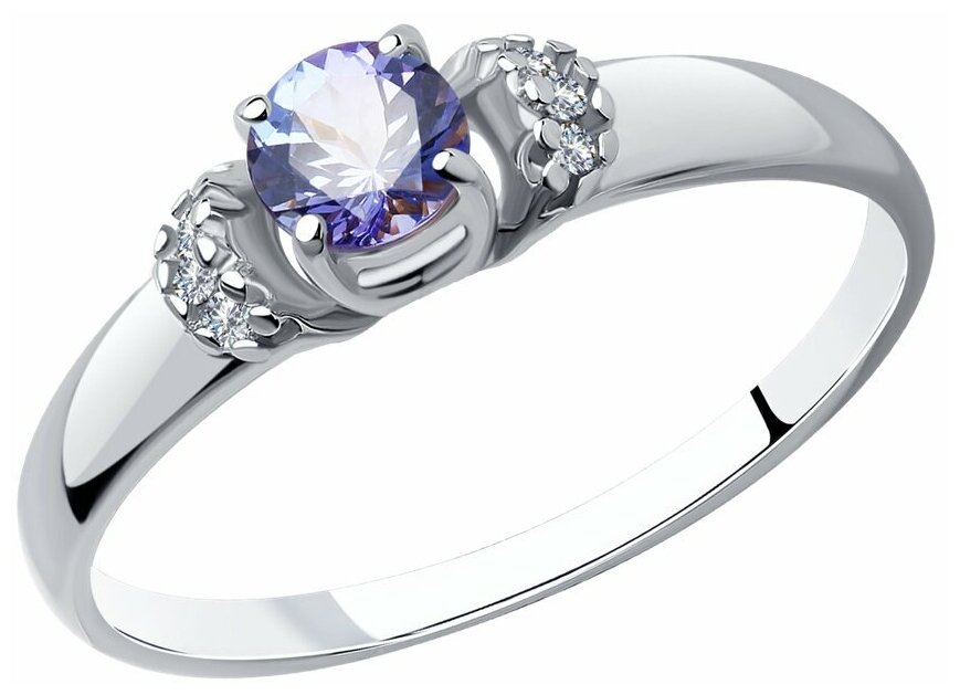 Кольцо, серебро, 925 проба, родирование, танзанит, фианит