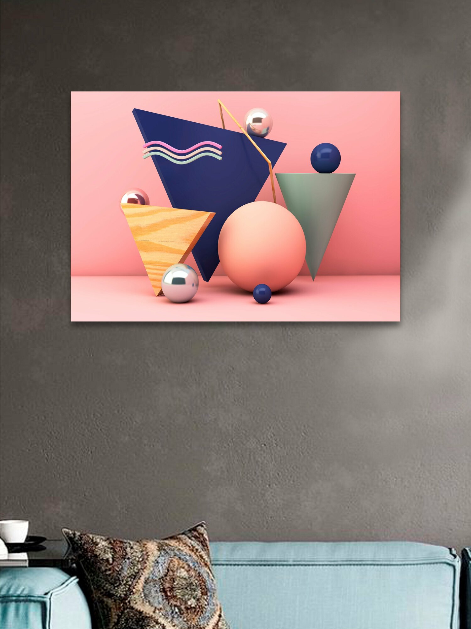 Картина горизонтальная, 3D Натюрморт геометрические тела, 50х70 см Art IrbisPrint натуральный холст на подрамнике 20 мм