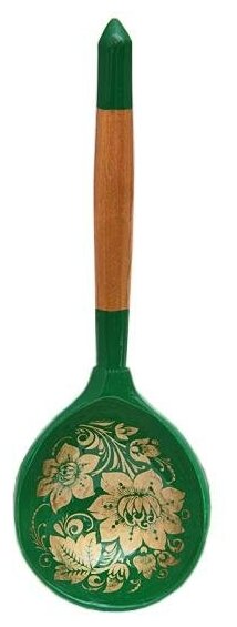 Деревянная ложка Зеленая хохлома авторская роспись 19 см 2 штуки