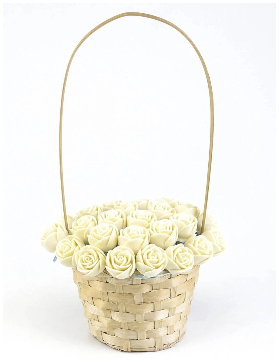 33 шоколадные розы последний звонок CHOCO SFERA в корзинке - Белый шоколад, 396 гр. K33-B