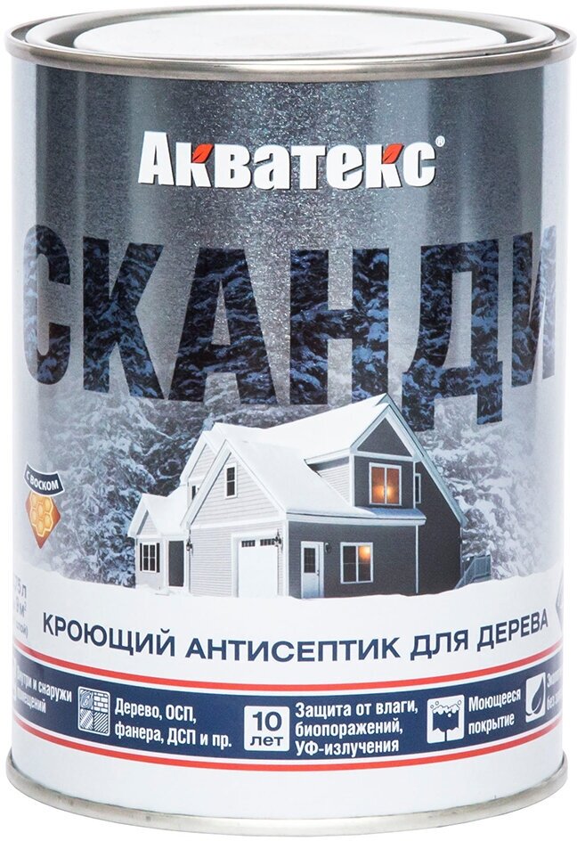 Антисептик Акватекс Сканди кроющий декоративный для дерева лакрица 0,75 л