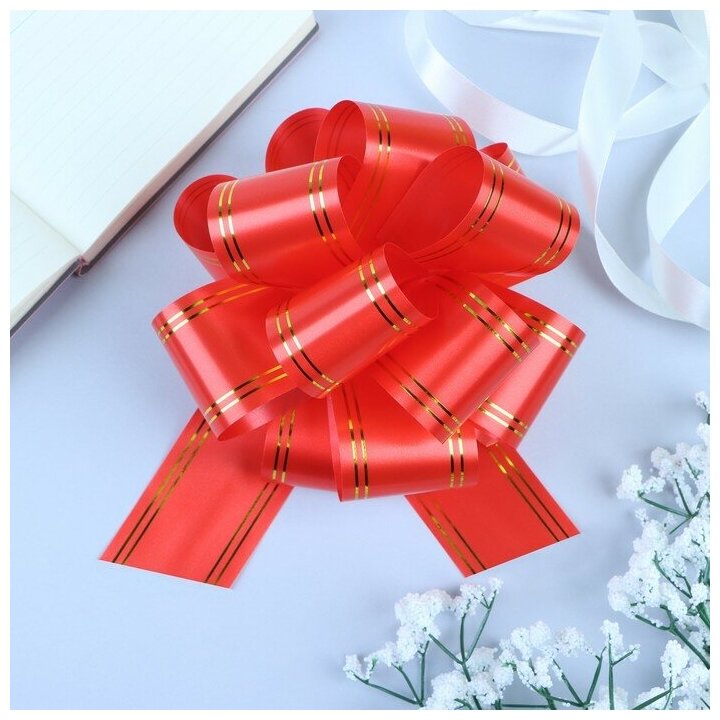 Бант-шар № 5 золотая полоса, красный, 5078186