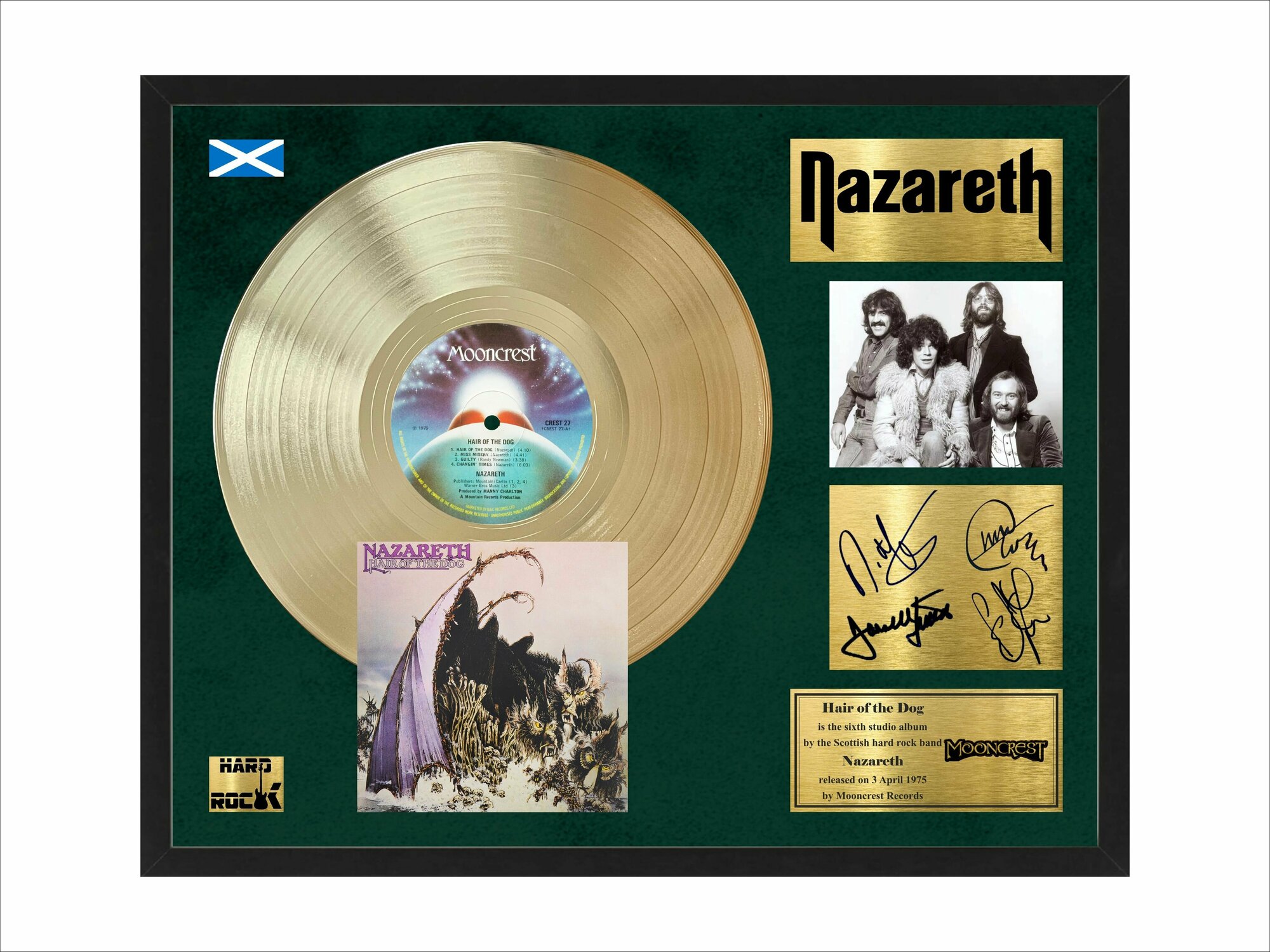 Nazareth hair of the dog золотая виниловая пластинка с автографом в рамке