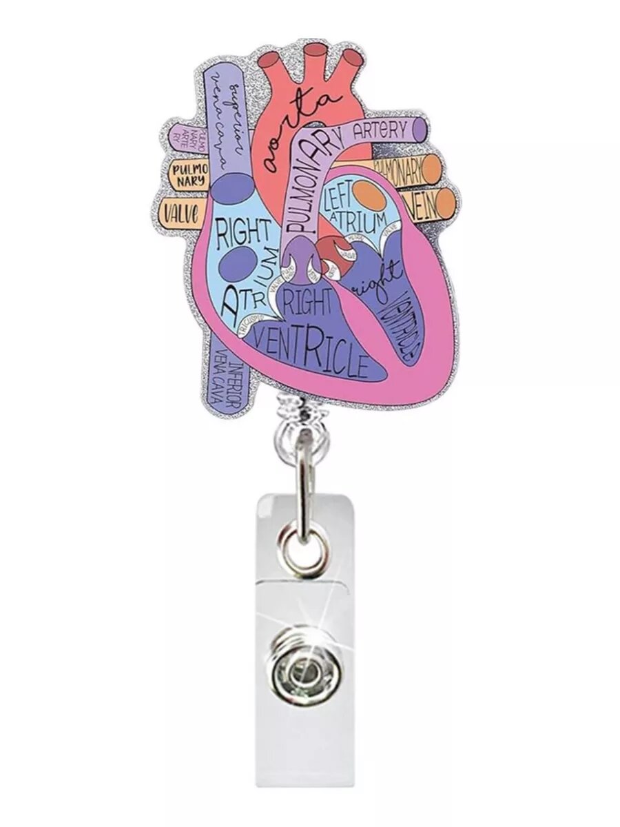 Насадка на бейджик PRELESTI "Сердце", розовая, анатомическая, для докторов