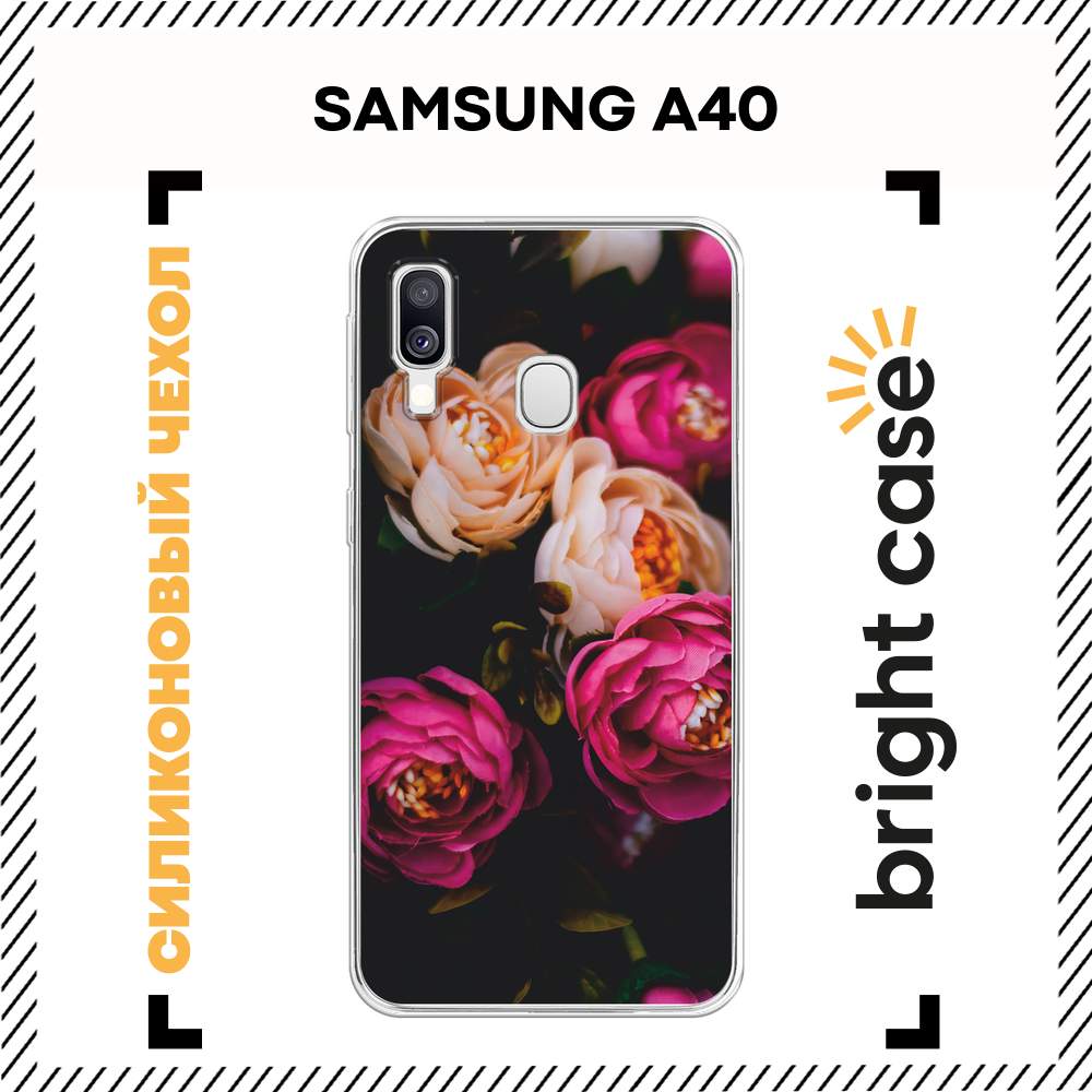 Чехол на Samsung Galaxy A40 / Самсунг A40 с принтом Бордовые пионы