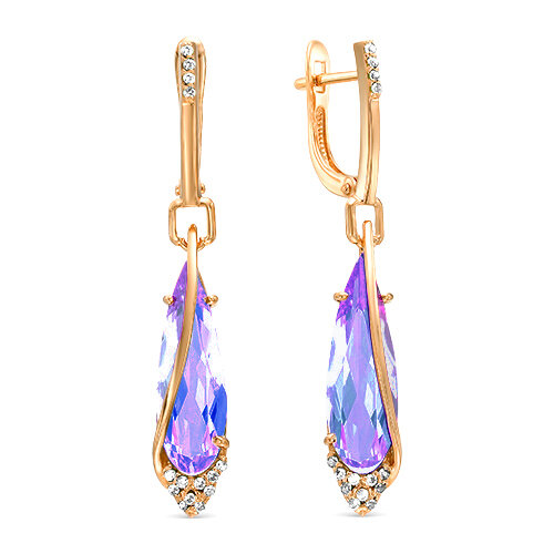 Серьги, золото, 585 проба, александрит, фианит