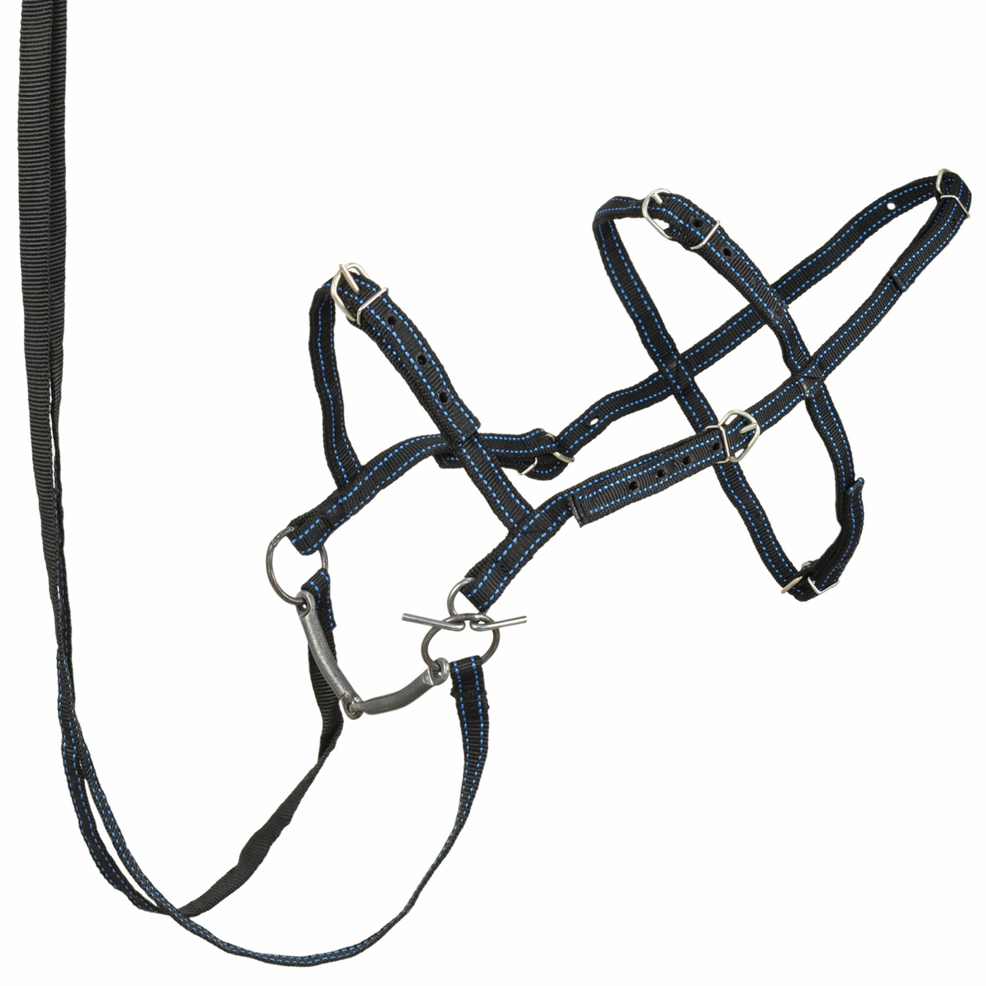 Узда для лошади, узда капроновая регулируемая, узда разборная цвет черный REITER 20 мм