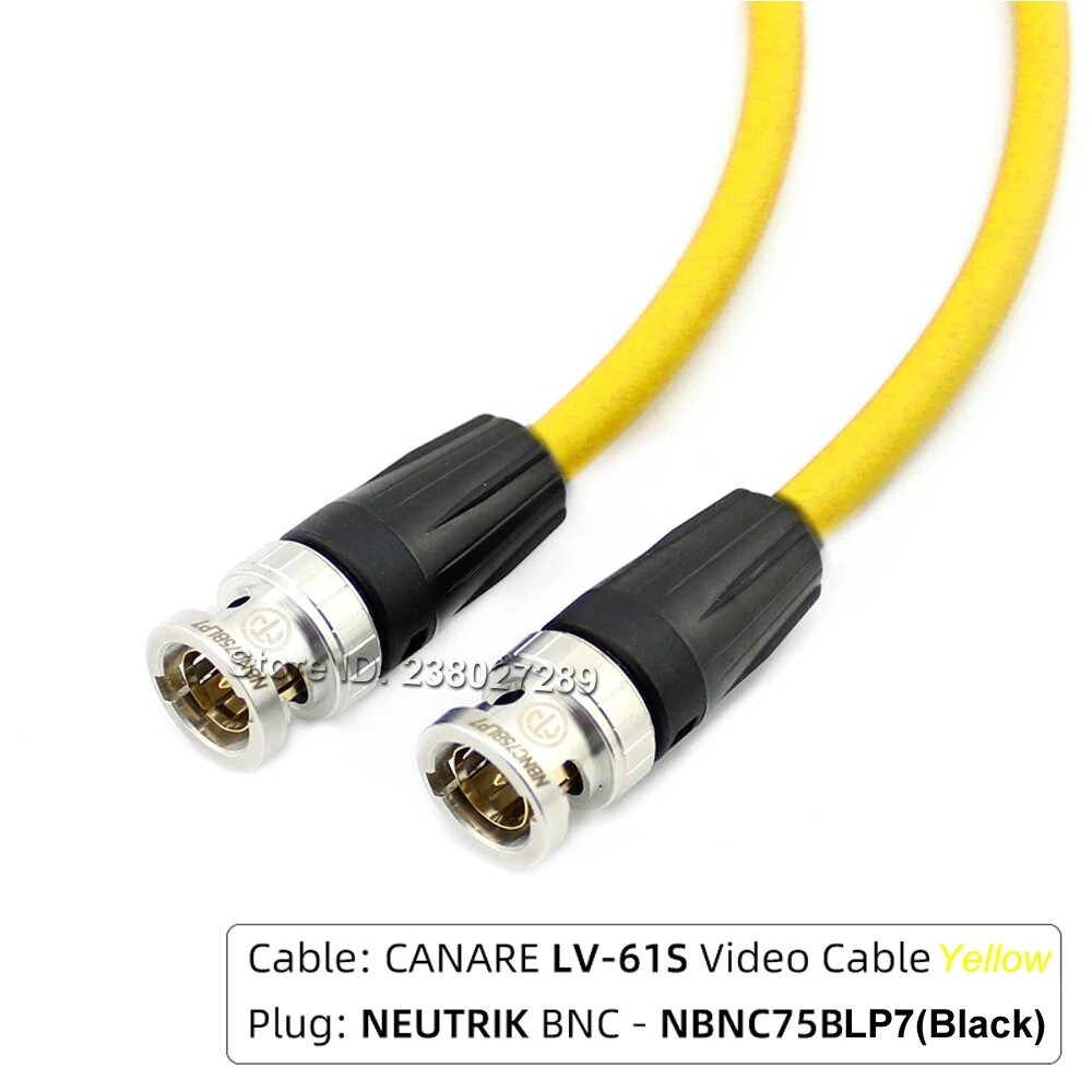 Коаксиальный кабель CANARE LV-61S HD SDI 75 Ohm с разъемами Neutrik 70CM-27 INCH, Yellow Color Cable
