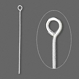 Пины с ушком, 38х0.723мм, базовый материал - латунь, посеребренные, 40 шт.