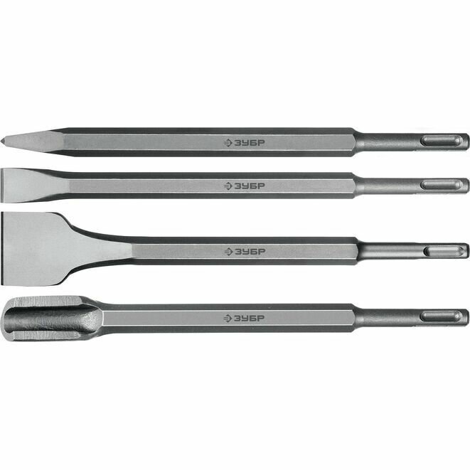 Набор зубил, 250 мм, 4 шт, SDS-plus, ЗУБР