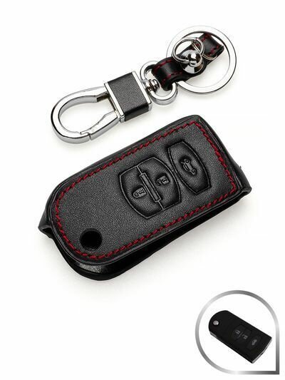 Чехол для ключа красная нить №763 Mazda M5 Разм.35х70 мм