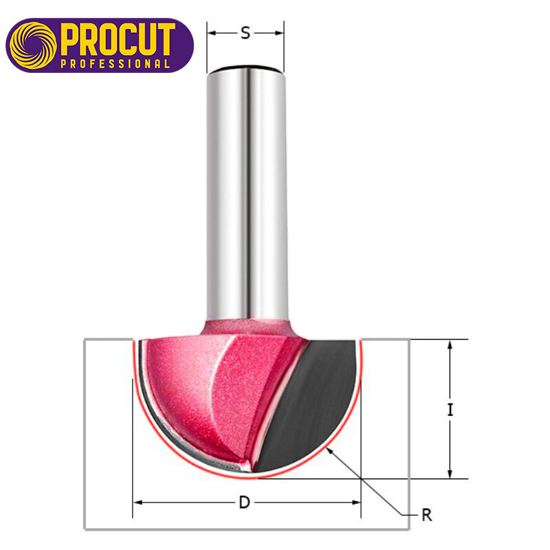 Фреза пазовая полукруг (чаша) R=15 D=30x22x52 S=6 PROCUT PROFESSIONAL A1307