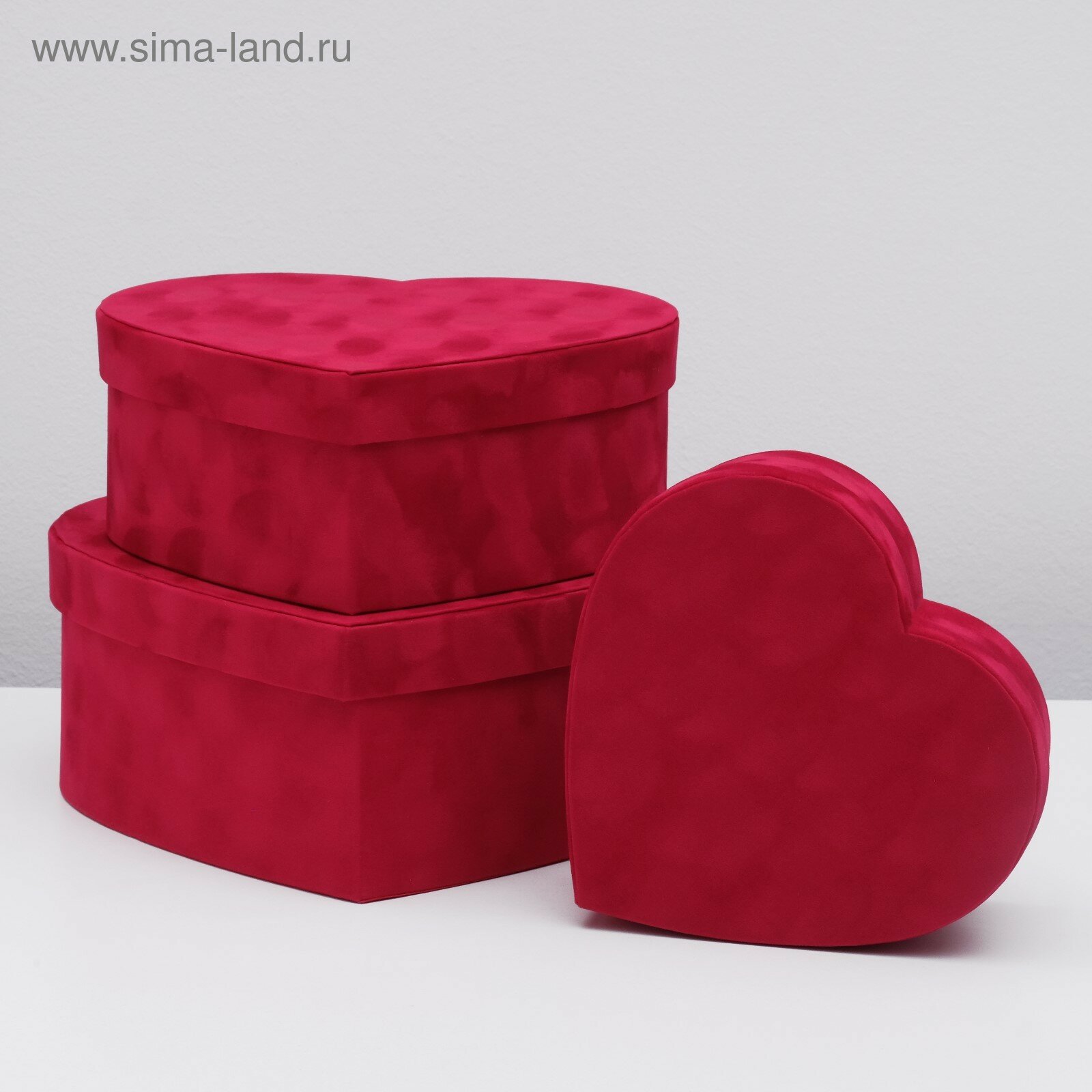 Подарочные коробки 3 в 1, "Бархат", сердце, 30,5 х 27,5 х 12 - 22 х 21 х 8,5 см