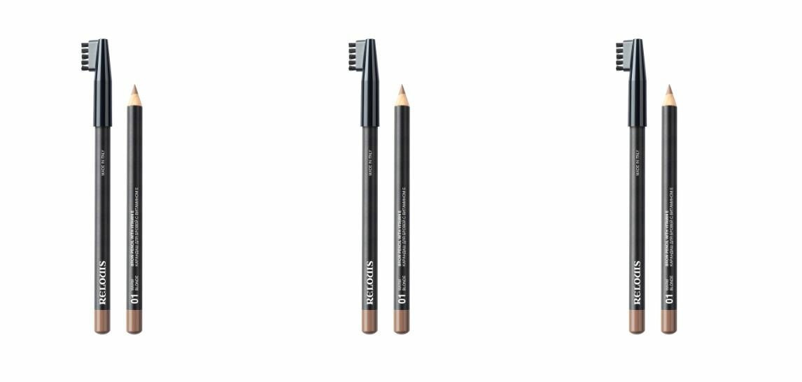 RELOUIS Карандаш для бровей с витамином Е тон:02 cold blonde. 3шт