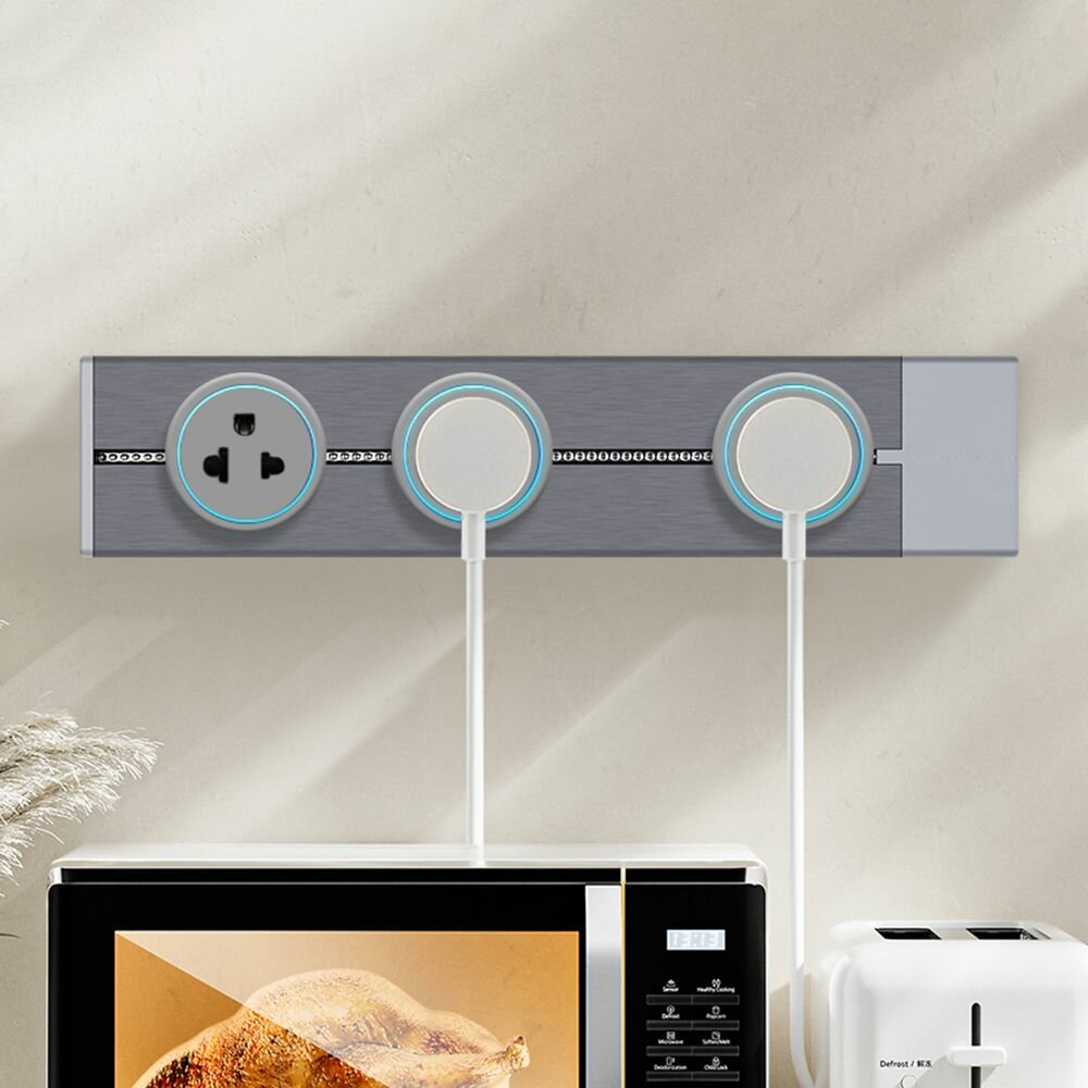 Трековая система, накладная шина 40 см + 3 евро розеток, серый, розетка-трек