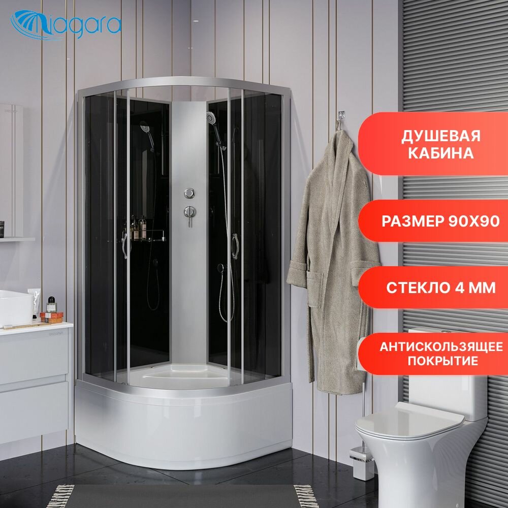 Душевая кабина Niagara Classic NG-2508-14BK 90x90, четверть круга