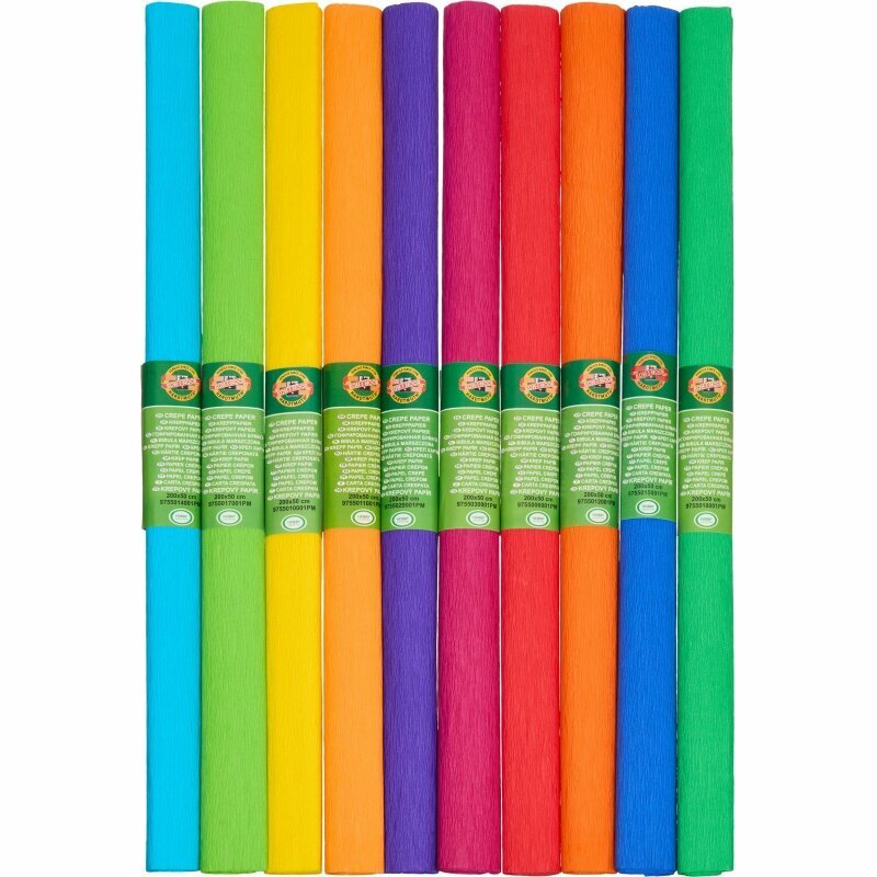 Крепированная бумага KOH-I-NOOR "Радуга", 10 цветов, в рулоне, 2000х500 мм