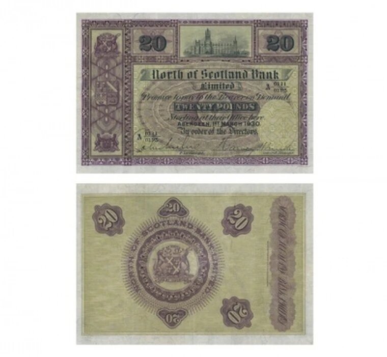 20 фунтов 1930 Шотландия, сувенирная копия, банкноты и купюры редкие коллекционные