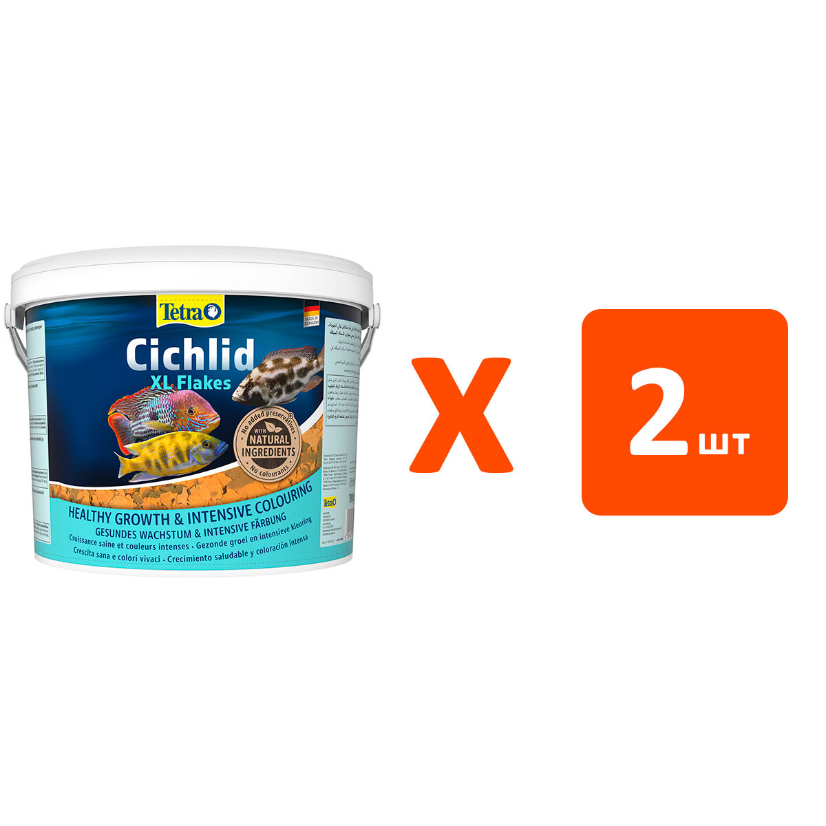 TETRA CICHLID XL FLAKES корм хлопья для всех видов цихлид (10 л х 2 шт)