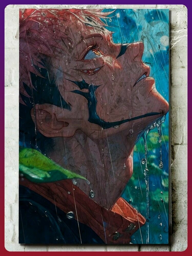 Картина интерьерная на рельефной доске Аниме Магическая битва (Jujutsu Kaisen, Сатору Годжо, Сукуна, Итадори, Япония, манга) - 624128