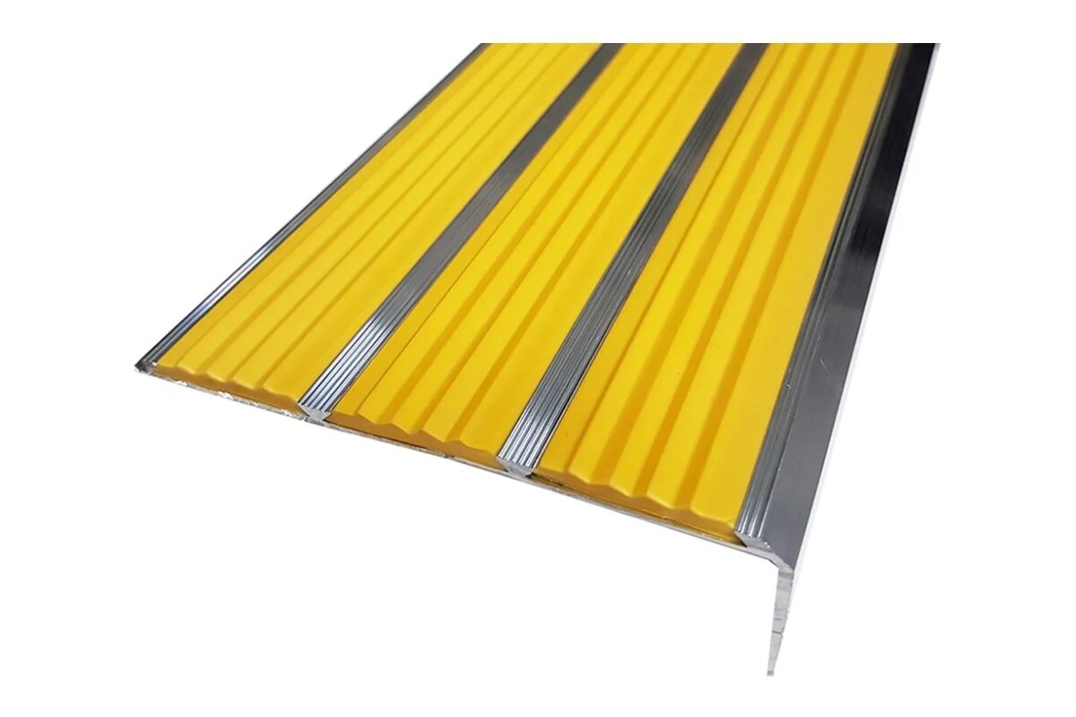 ООО Элитпроф Тройной угол-порог ECO противоскол. алюм. 98x22,5 мм, с желтой вставкой, 2,7 м. АТУ 98 Ч 270 ECO АТУ 98 Ж 270 ECO