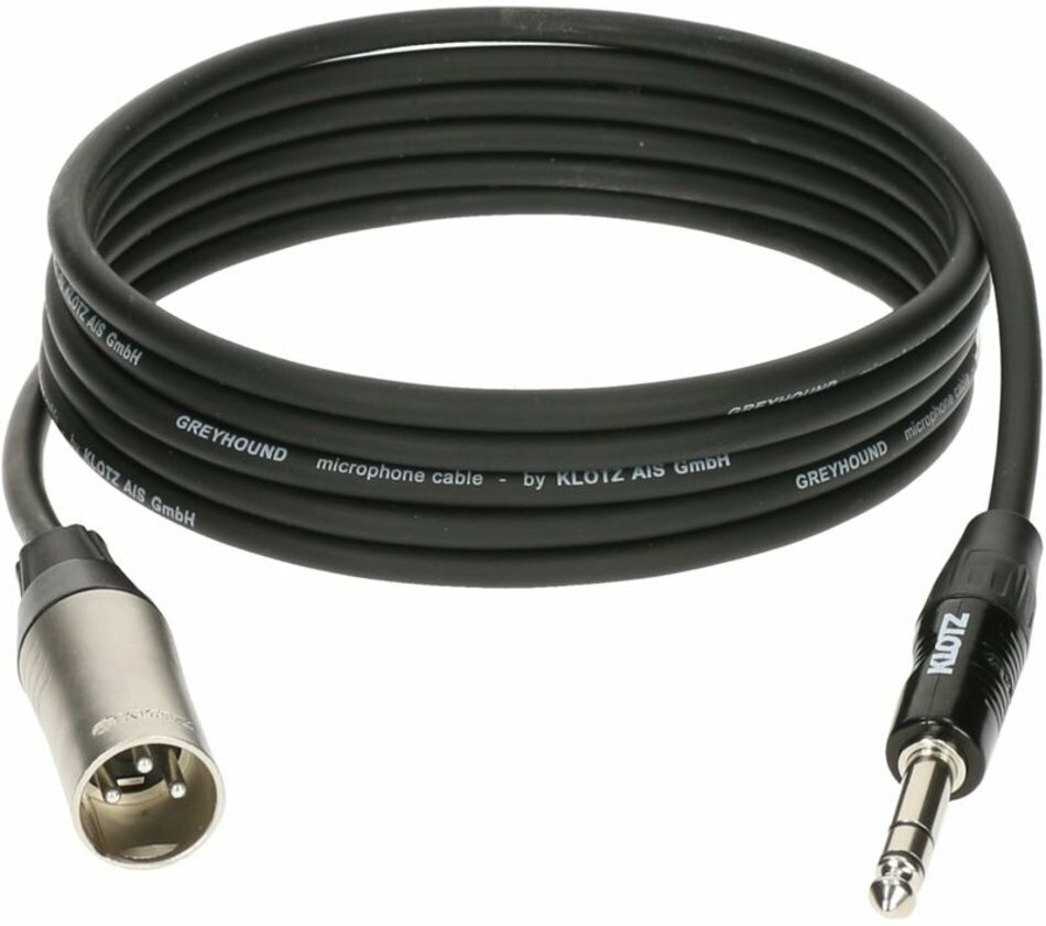 KLOTZ GRG1MP01.5 GREYHOUND готовый микрофонный кабель, разъемы Klotz XLR папа - Stereo Jack, длина 1.5 м