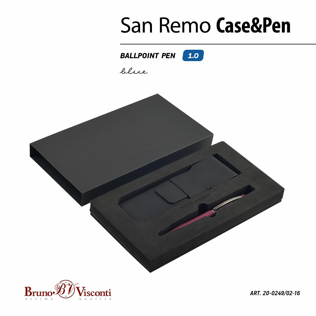 Автоматическая шариковая ручка Bruno Visconti "SAN REMO" цвет корпуса бордовый, 1 мм, цвет чернил синий, в подарочной упаковке