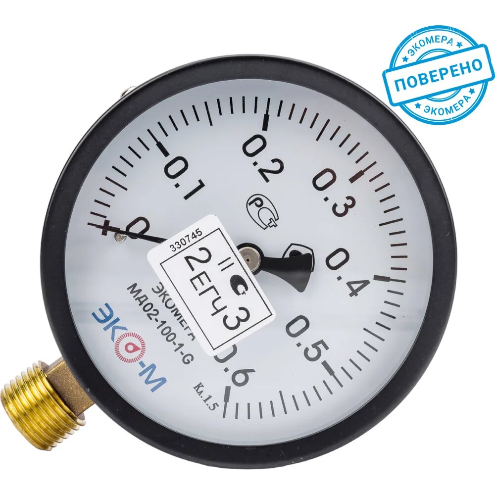 Манометр ЭКО-М Экомера МД02-100 мм 0.0,6МПа G1/2 (Эконом) МД02-100-G-0,6МПа-ЭИ