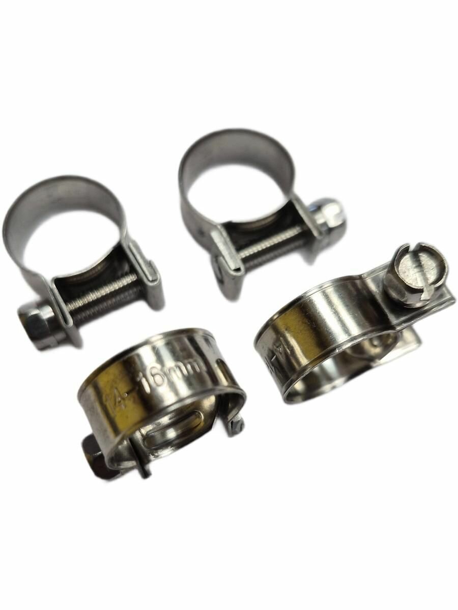 Хомут силовой мини 14-16 мм W4 (100% нержавеющая сталь) 4шт