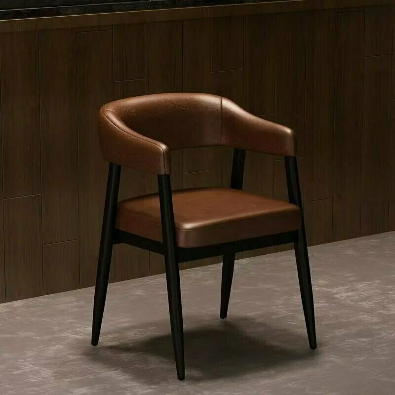 Стул, цвет коричнево-красный, обивка искусственная кожа, подлокотники