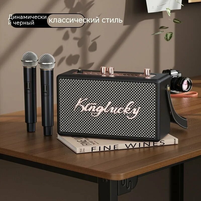 Караоке система kinglucky CLASSIC с двумя беспроводными микрофонами, с функцией Bluetooth и USB разъемом