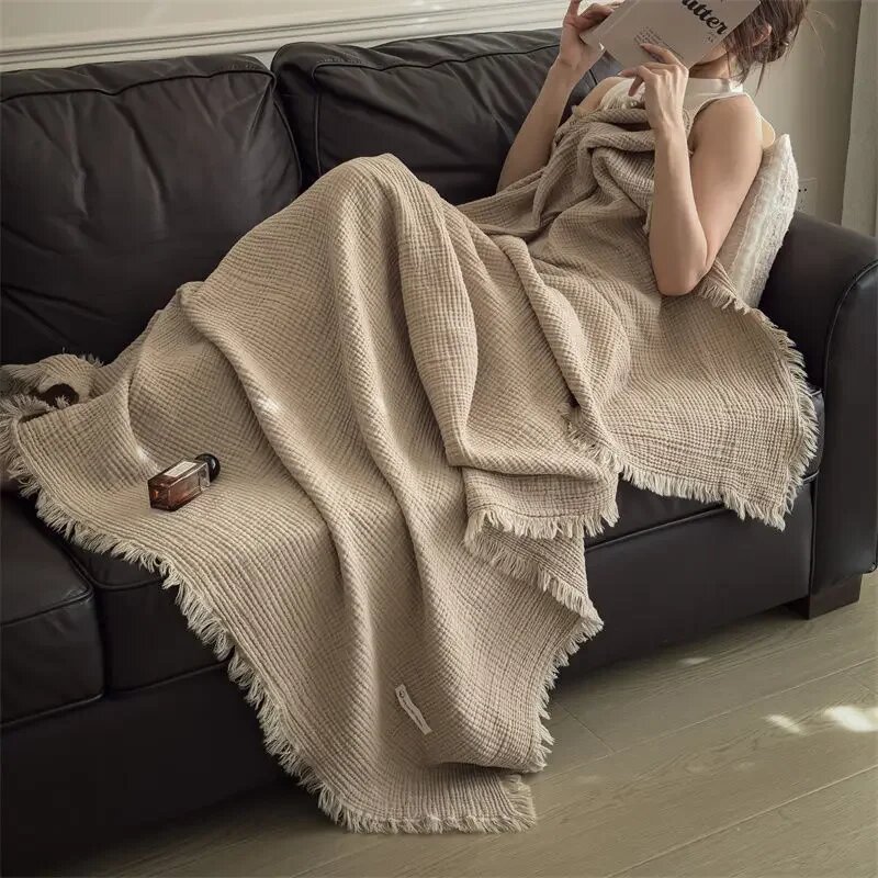 Хлопковое вязаное одеяло Class A Бежевый, 150x200cm 1pcs, flax brown