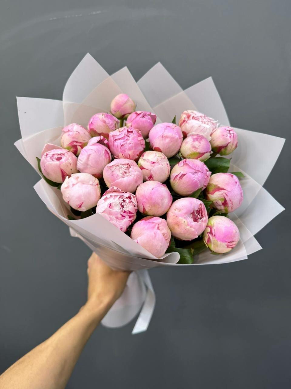 Букет Розовых Пионов / 25 пионов Сара Бернар / Пионы Москва Доставка / Цветы