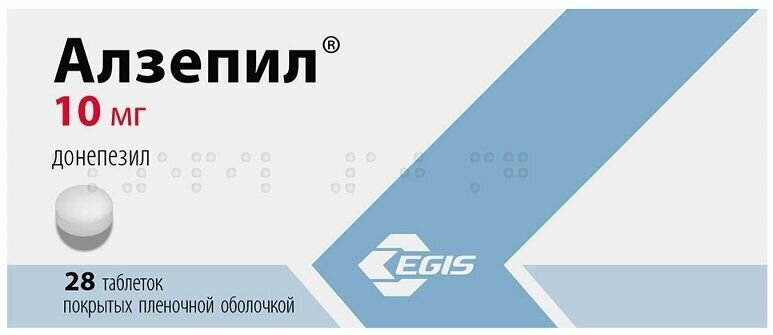 Алзепил, таблетки покрыт. плен. об. 10 мг, 28 шт.