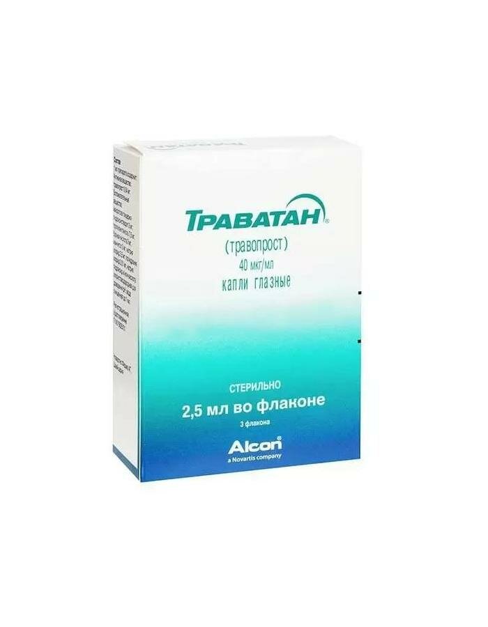 Траватан, капли глазные 40 мкг/мл, флаконы 2.5 мл, 3 шт.