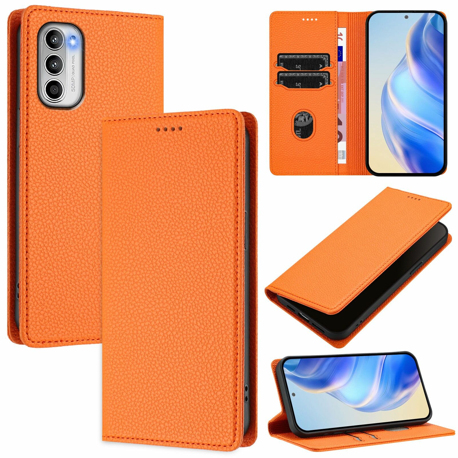 Кожаный книжка чехол для Motorola MOTO G 5G 2022(Моторола Мото G 5G 2022 ) с визитницей и RFID-блокировкой