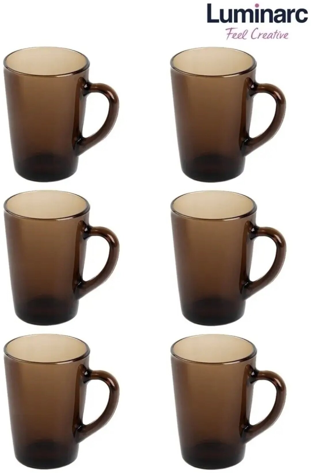 Luminarc Набор кружек дымчатых "С добрым утром" 320мл H9149/6 6шт, ударопрочное стекло