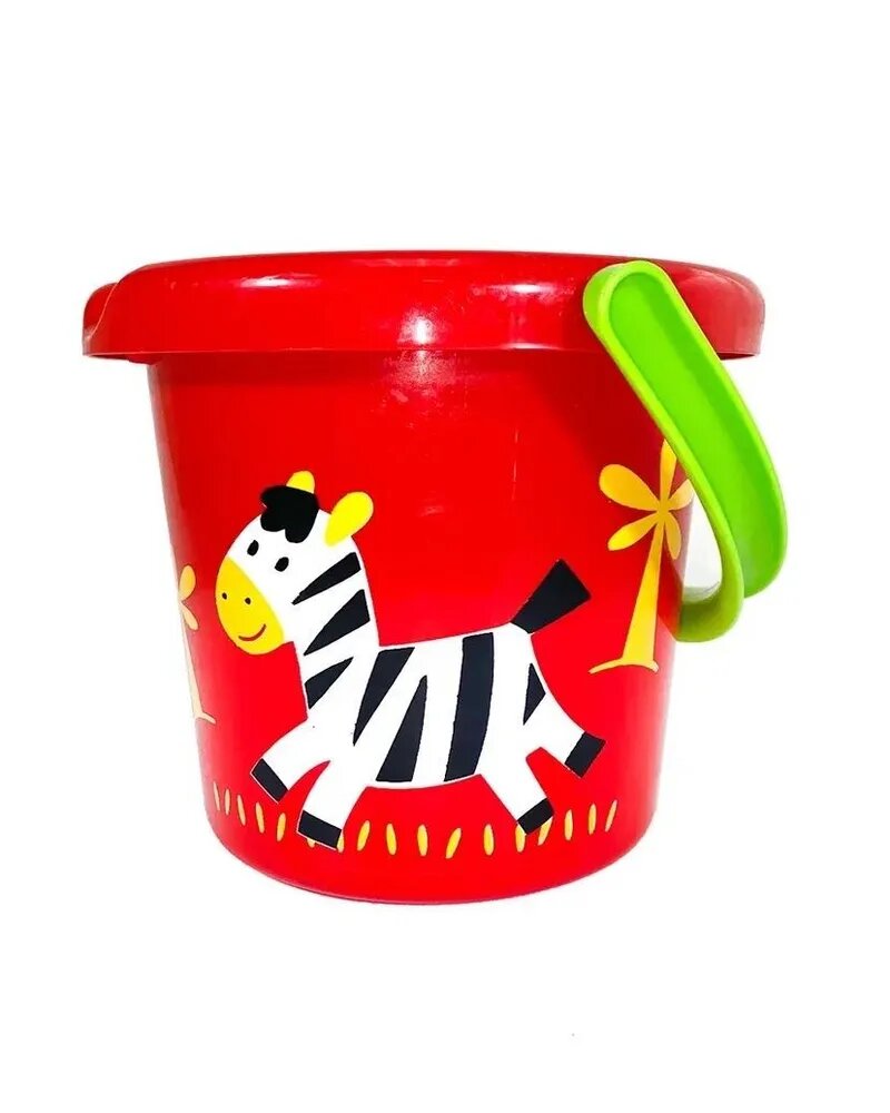 Ведерко 18 см в диаметре красное 558-06 2+ с зеброй пластиковое