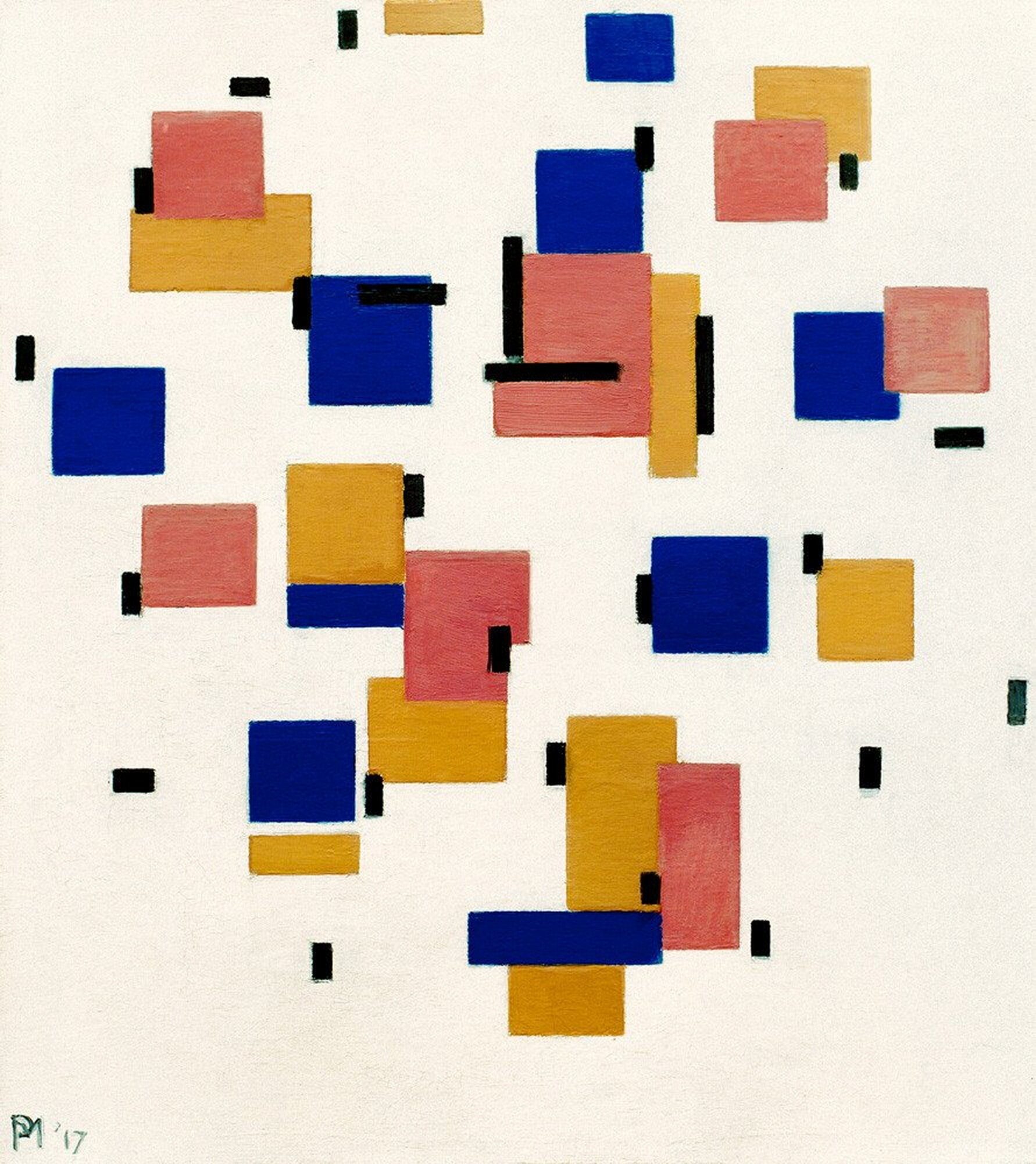 Плакат, постер Пит Мондриан: геометрия цвета на бумаге, размер 21х30см