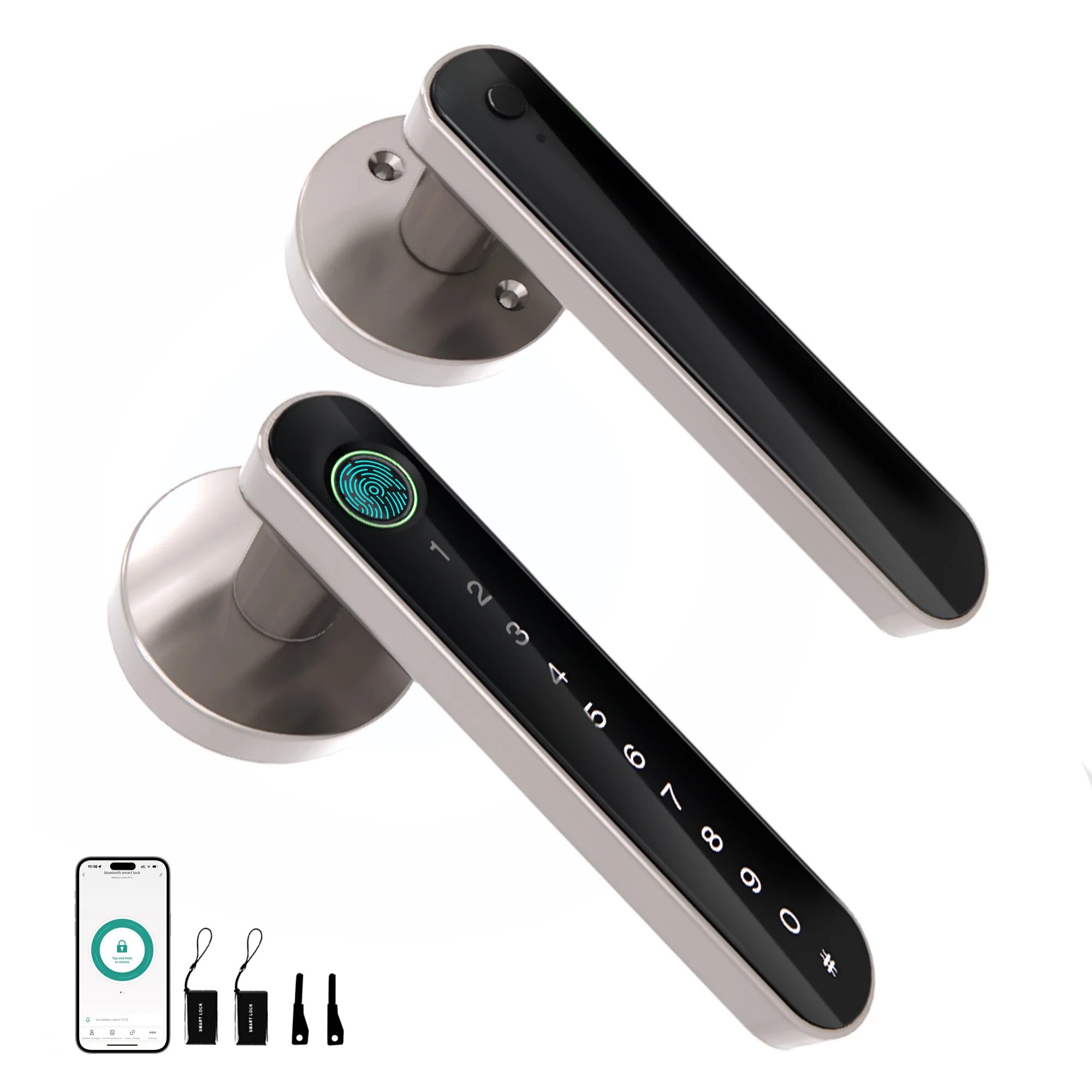 Умный замок Kingku T83 с отпечатком пальца, паролем, картой и ключом silver