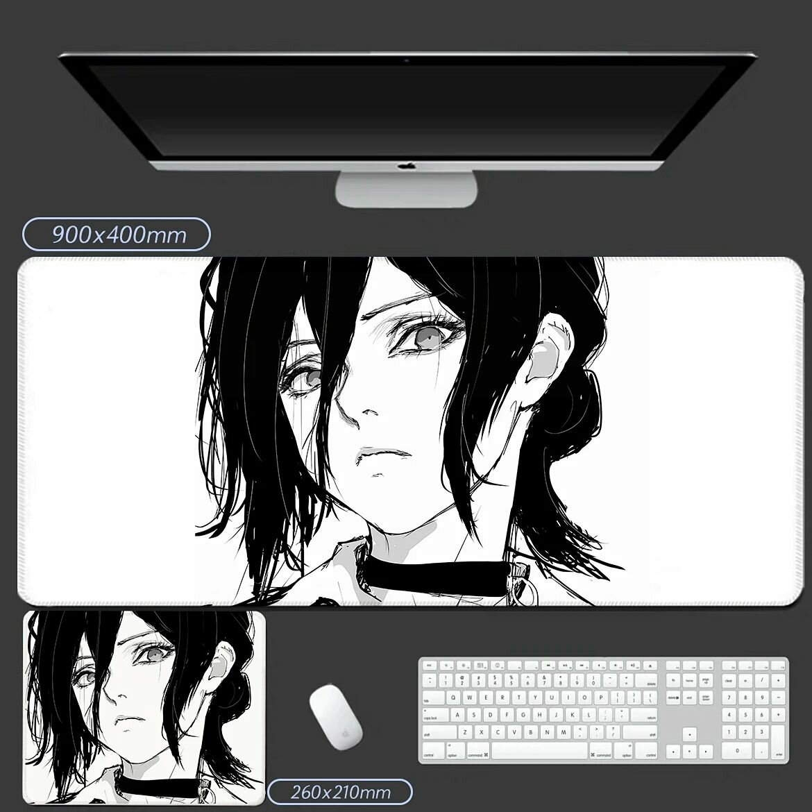 Коврик для мыши Chainsaw Man Large PC Mouse Pad, белый, черныйDD-3492