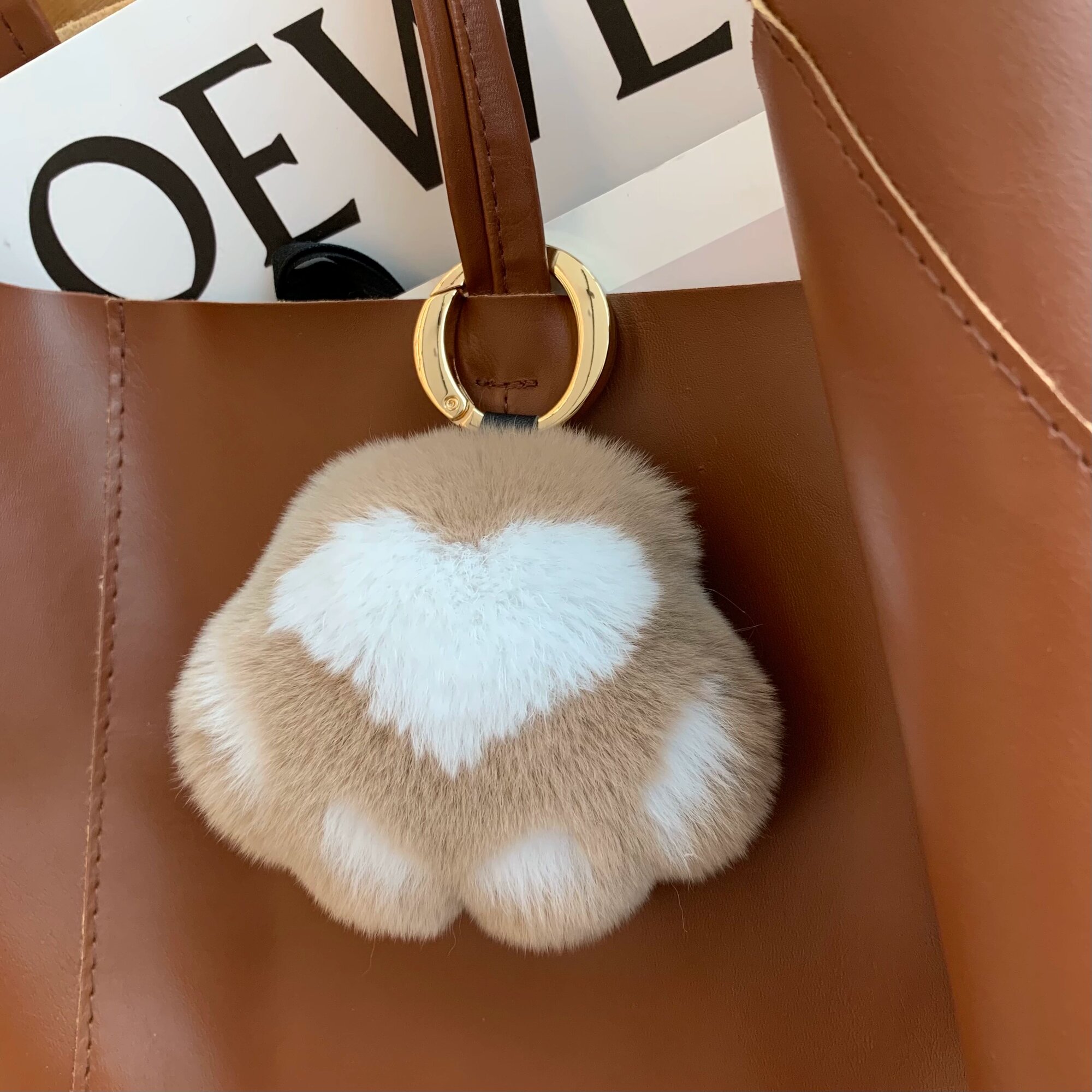 【Маленькая котячья лапка】 Плюшевый брелок-подвеска из меха кролика рекс, милый и изысканный, для женщин, популярный