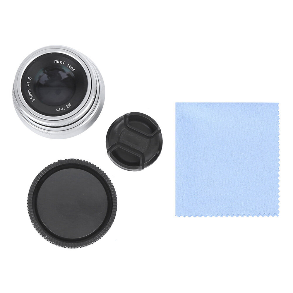 NEWYI 35 мм F1.6 Mark II оптическое стекло с большой диафрагмой и фиксированной фокусировкой, ручной пейзажный гуманистический объектив для камеры (серебристый для крепления EOS M)