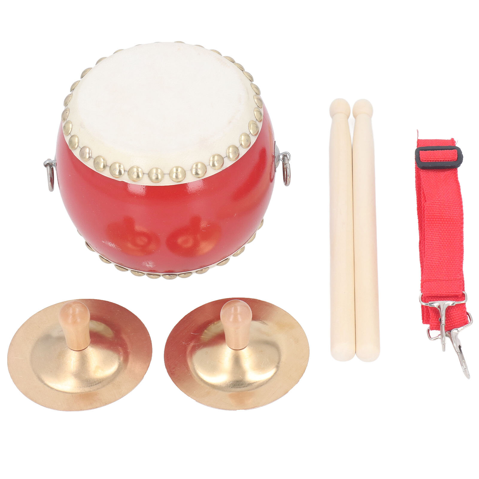 Китайский барабан и тарелка набор деревянных барабанов с регулируемым ремешком традиционной талию барабанного инструмента игра