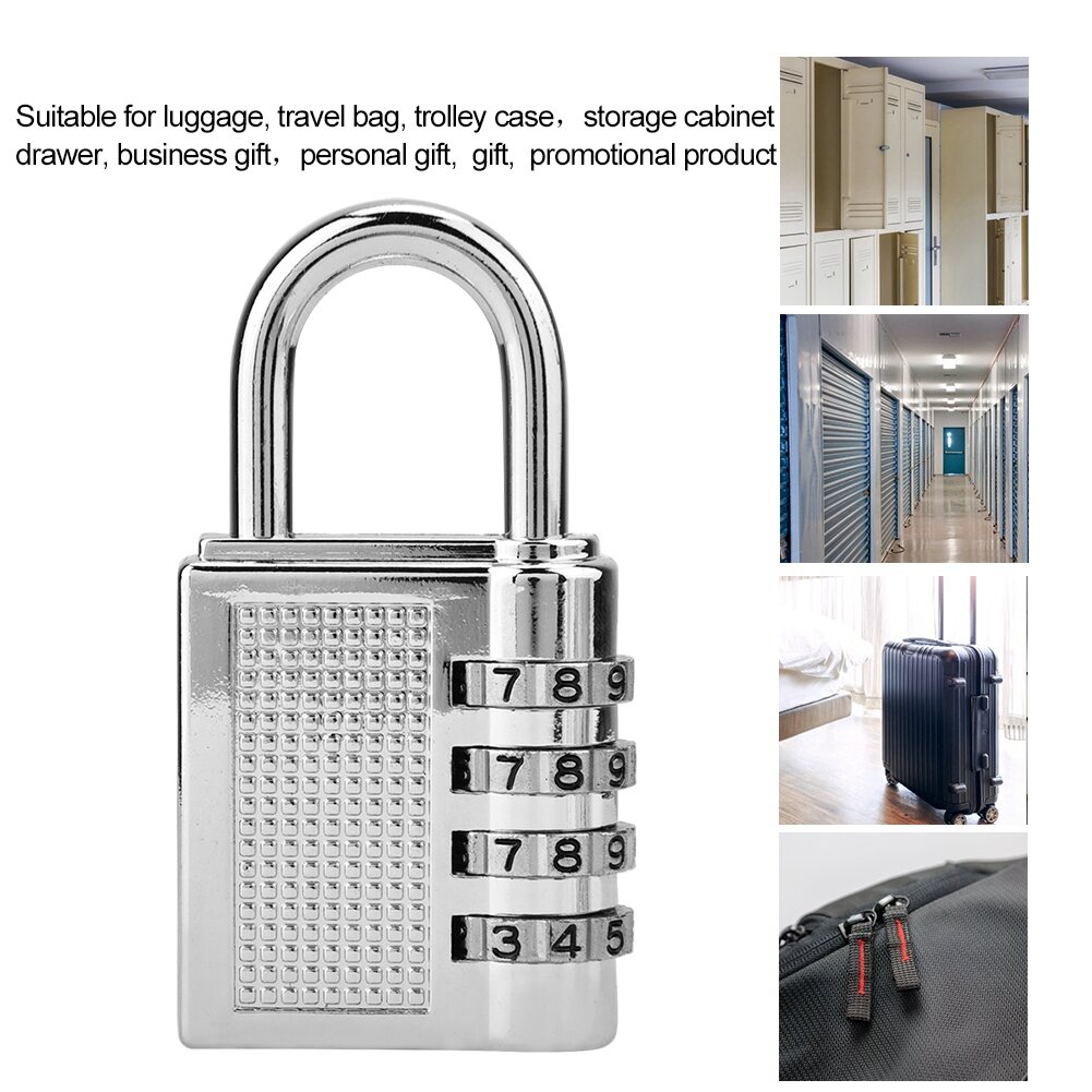 4-digit Combination Password Padlock Gym Drawer Padlock(Silver) — фото 1