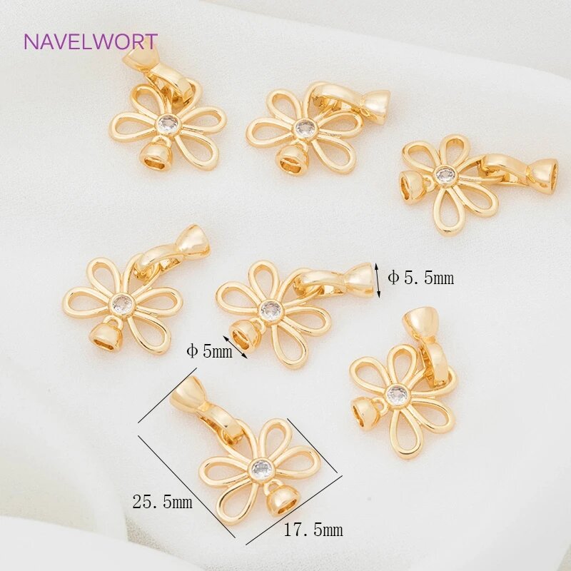 Золотые подвески-цветки NAVELWORT, 3 шт, 18k gold plated