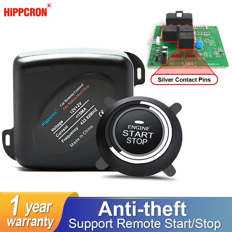 Автомобильная сигнализация Hippcron, противоугонная система запуска/стоп с одной кнопкой, комплект дистанционного дверного замка двигателя, система бесключевого доступа, центральный замок