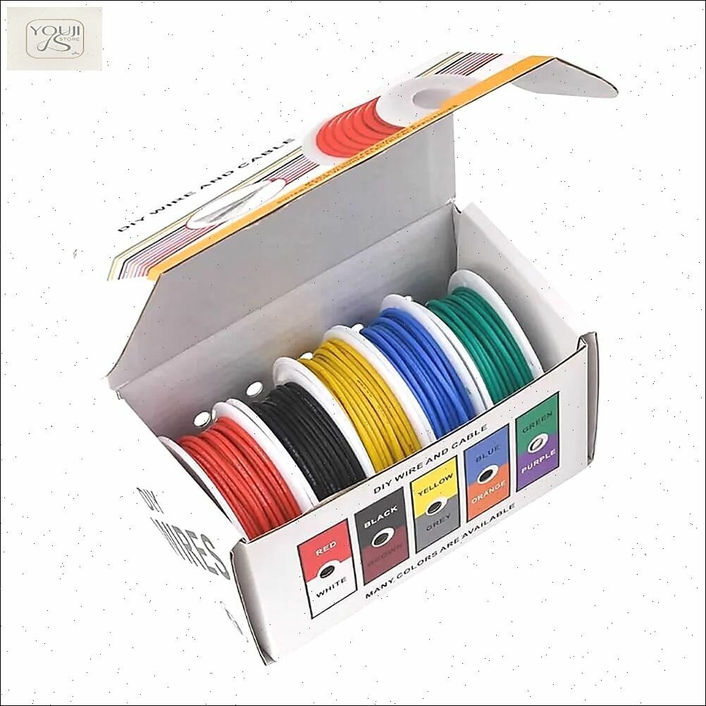 Гибкий силиконовый электрический провод 22AWG, 5 цветов, длина каждого провода 16,4 фута/5 м.