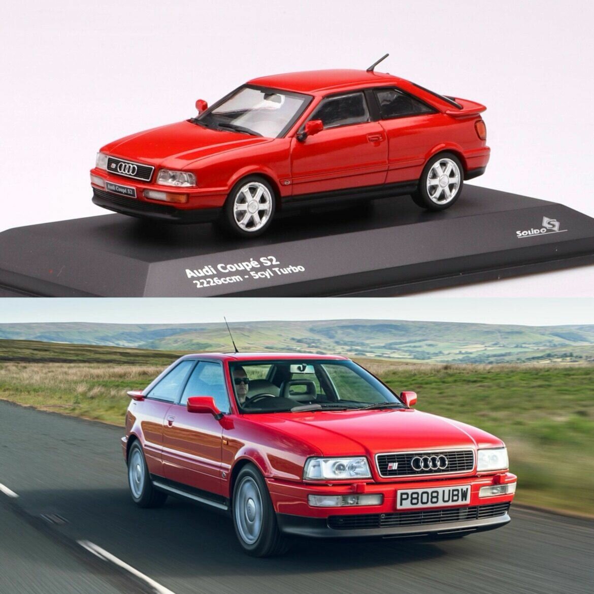 Soldio Sports Car Audi S2 Coupe 1992 Масштаб 1:43 Красный B4 Модель автомобиля